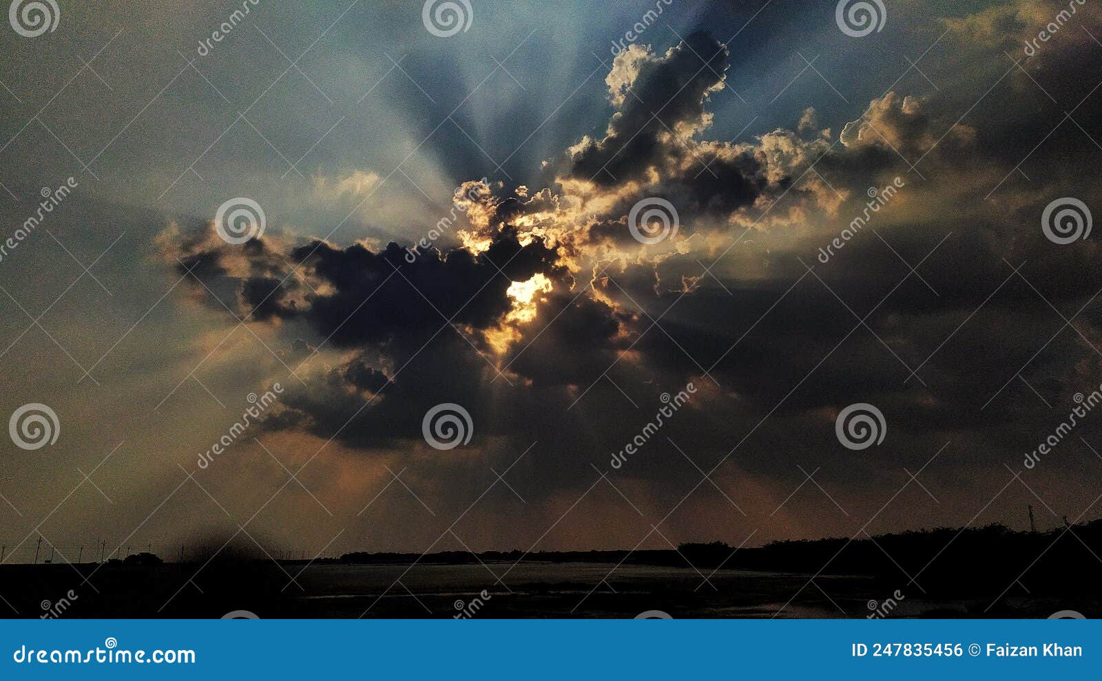 Sun Rays and Clouds stock photo. Image of poster, screenshot - 247835456