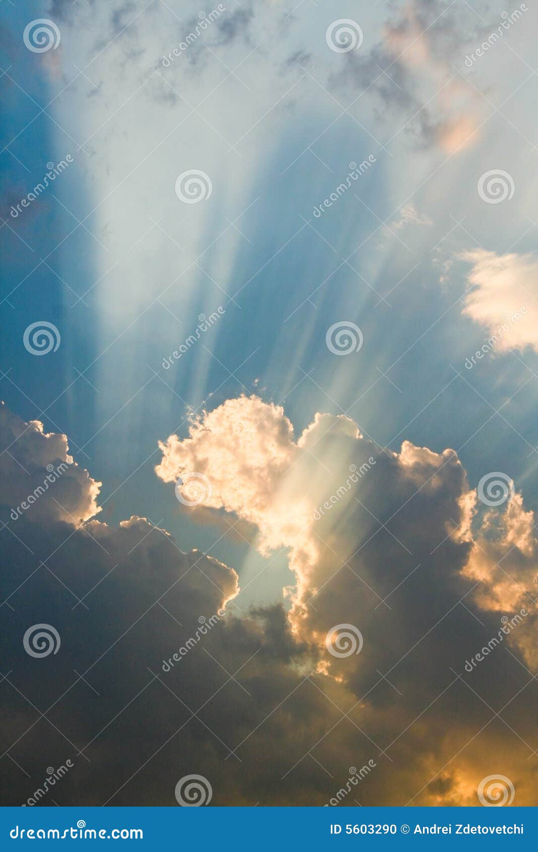 Sun rays in the clouds stock photo. Image of spiritual - 5603290