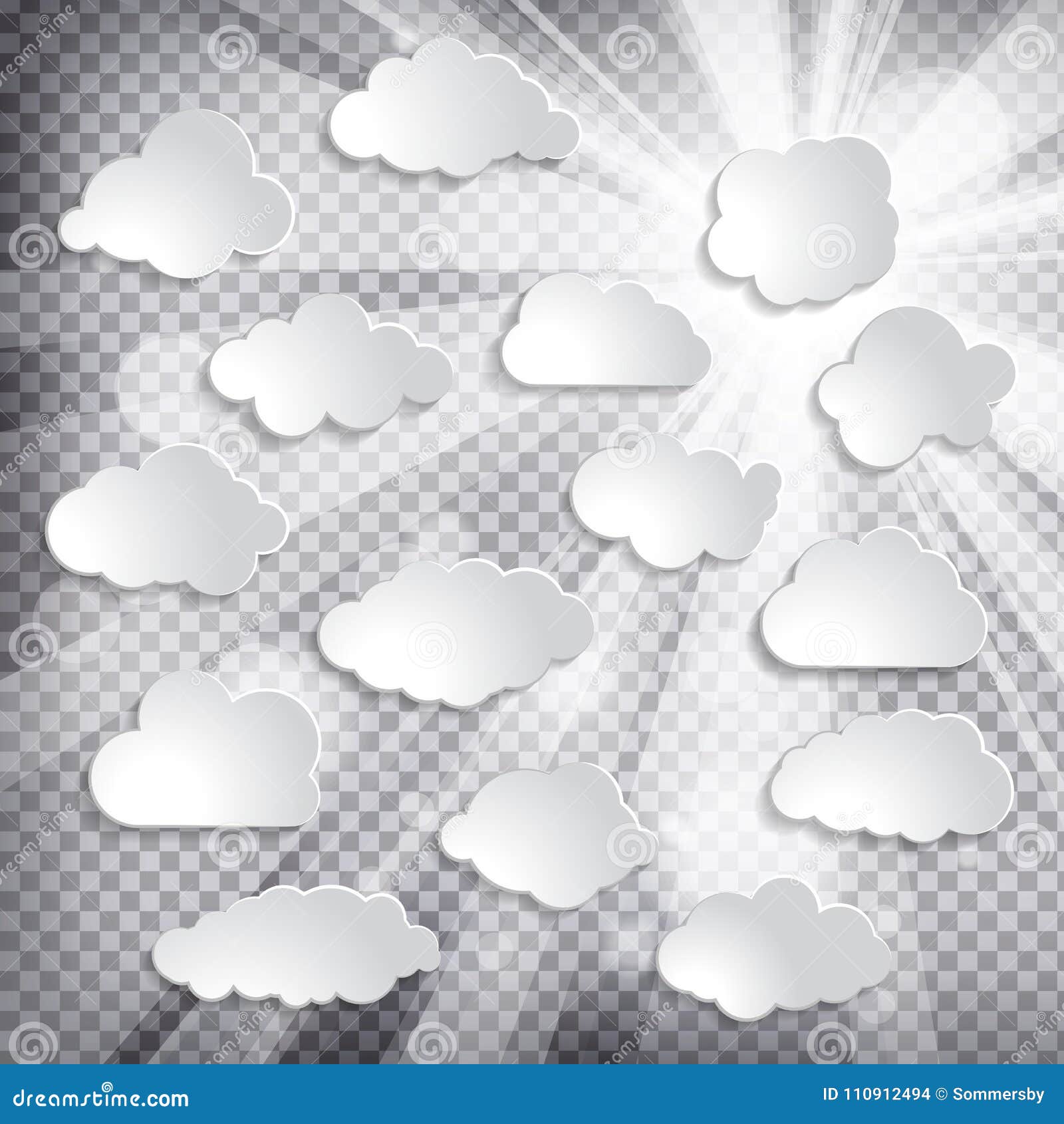 Sun with Rays and Clouds on Chequered Background Stock Vector ...