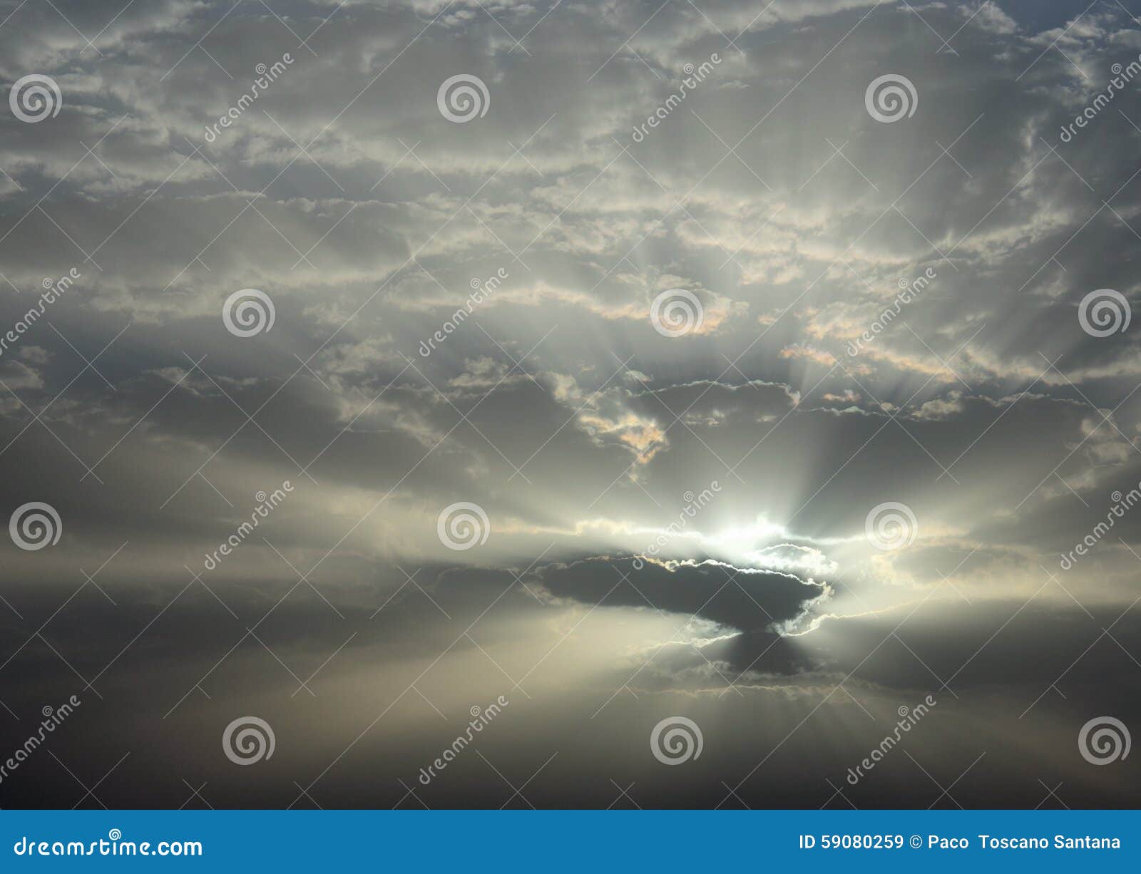 Sun Rays through the Clouds at Dawn Stock Image - Image of environment ...