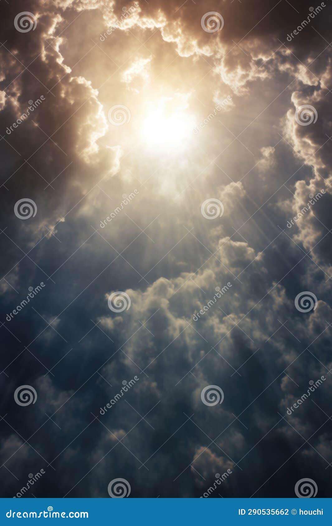 Sun Rays and Clouds. Dreamy Fantasy Gradient Sky. Heaven S Light ...