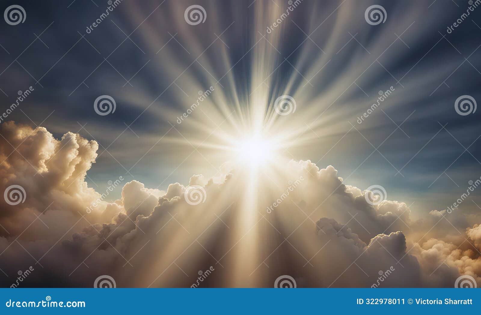 Sun Rays through Clouds, Heavenly Light Stock Illustration ...