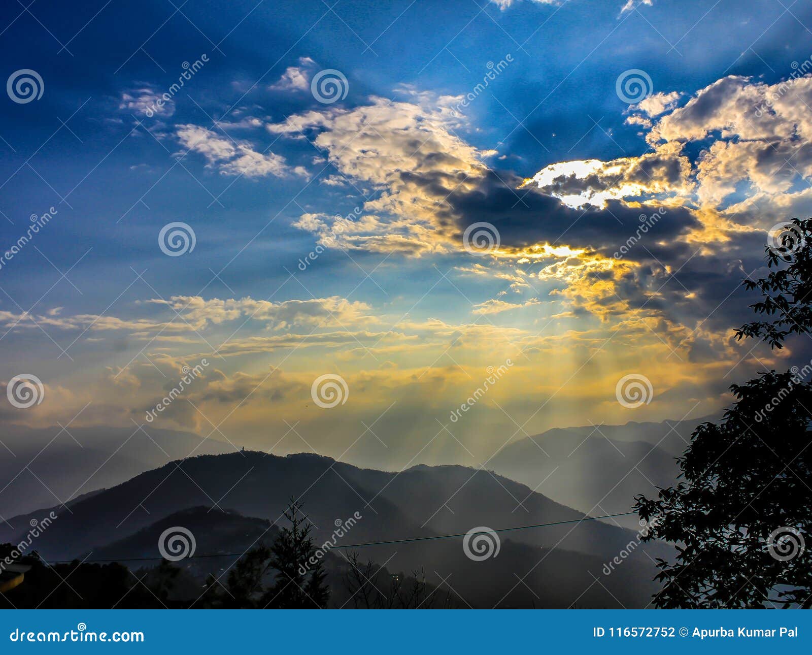 Sun-rays from Clouds Over Mountains Stock Photo - Image of afternoon ...