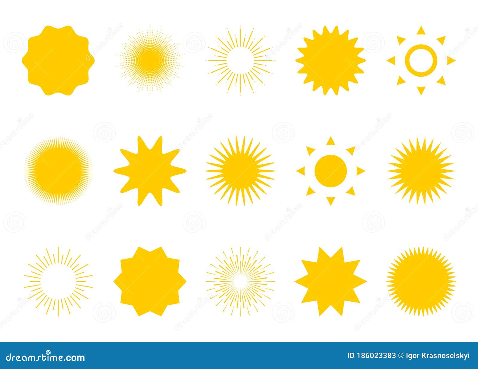 Sun. Sun Rays Collection Vector Icons. Sun Icons Collection, Isolated ...