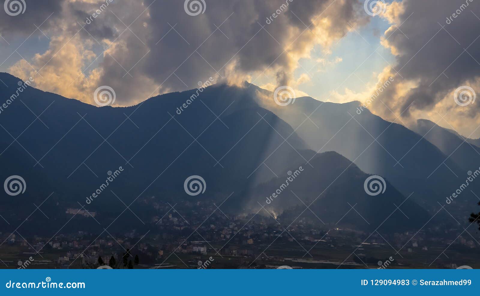 Sun Rays Coming Out of Clouds Stock Image - Image of blue, hill: 129094983