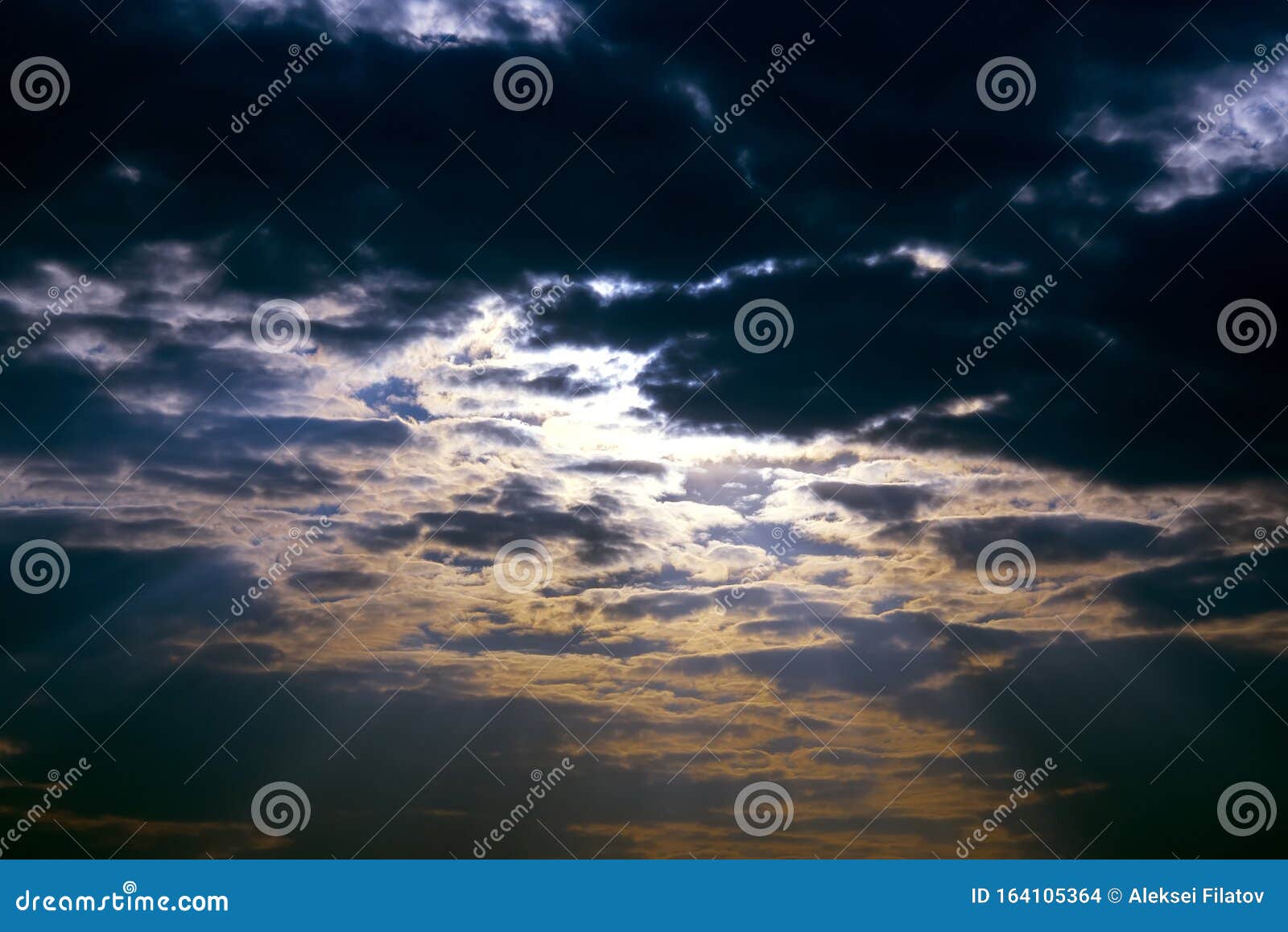 Sun Rays through Dark Clouds, Dramatic Dark Sky Stock Photo - Image of ...