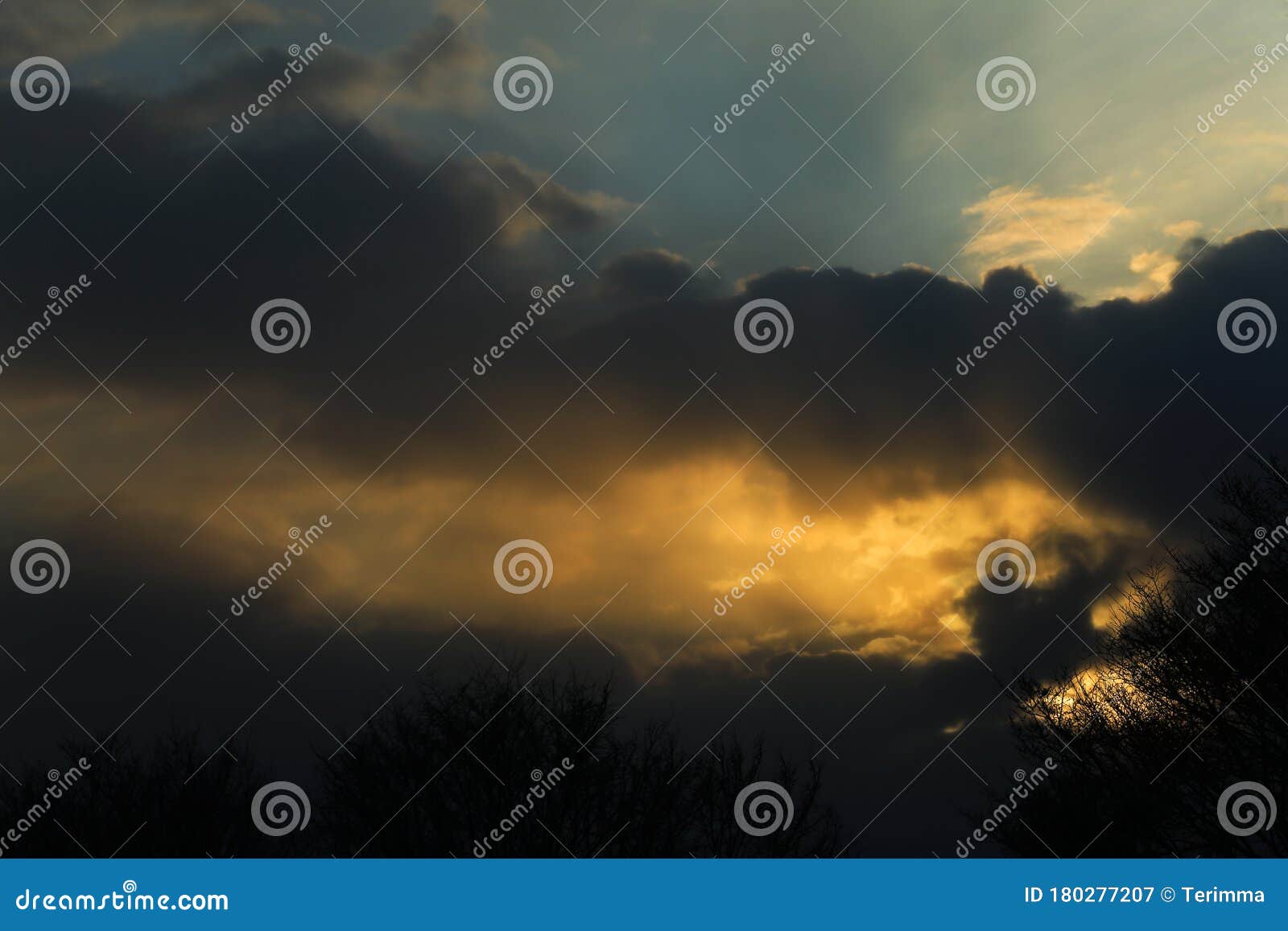 Sun Rays in Dark Clouds at Sunset Stock Image - Image of rays, colorful ...