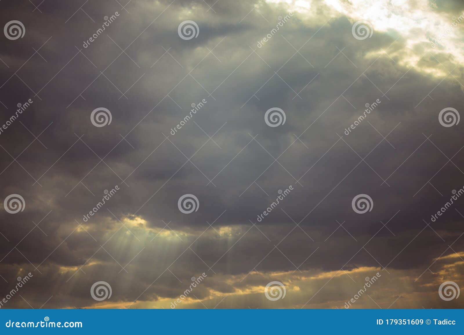Sun rays in epic clouds stock image. Image of glow, panoramic - 179351609
