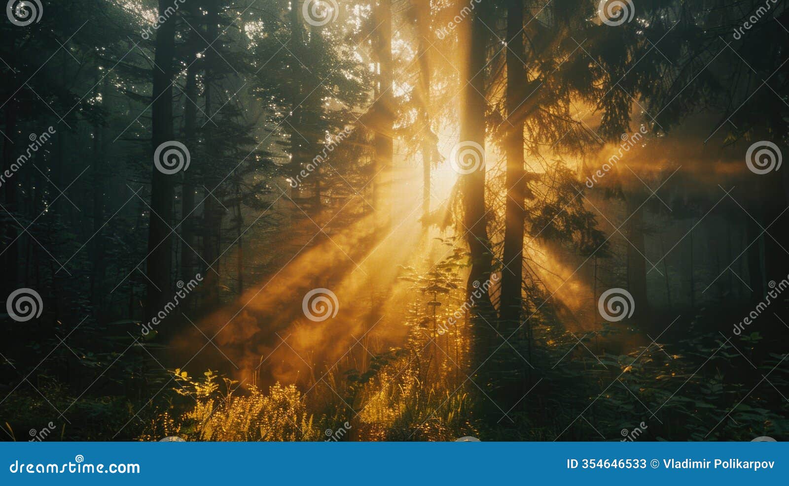 Sun Rays Filtering through Dense Forest Trees. Ideal for Nature-themed ...
