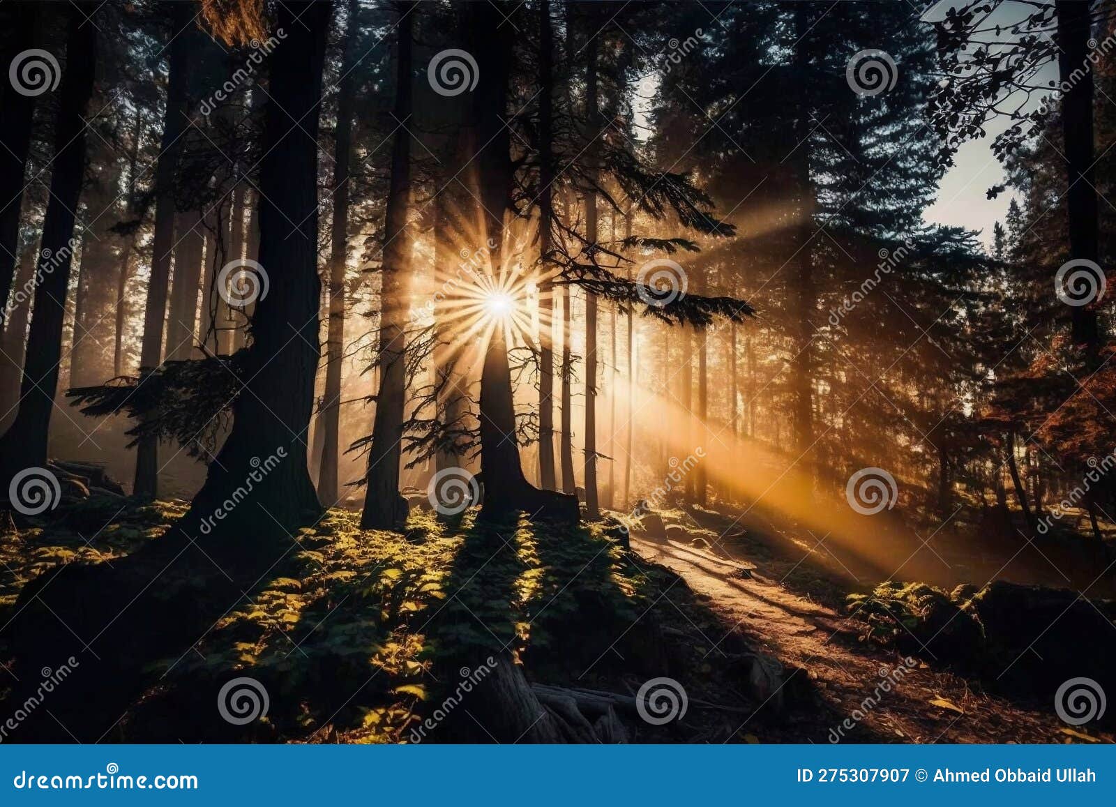 Sun Rays Filtering through Trees in a Forest on a Sunny Day, Generative ...