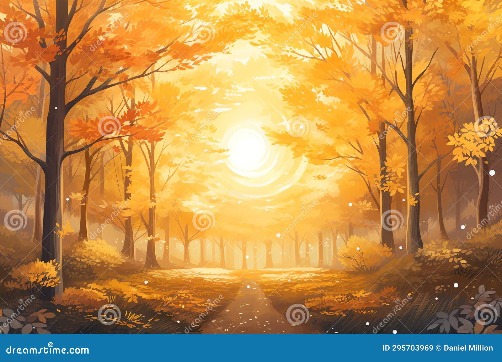 Sun Rays Filtering through the Trees Vector Fall Background Stock ...