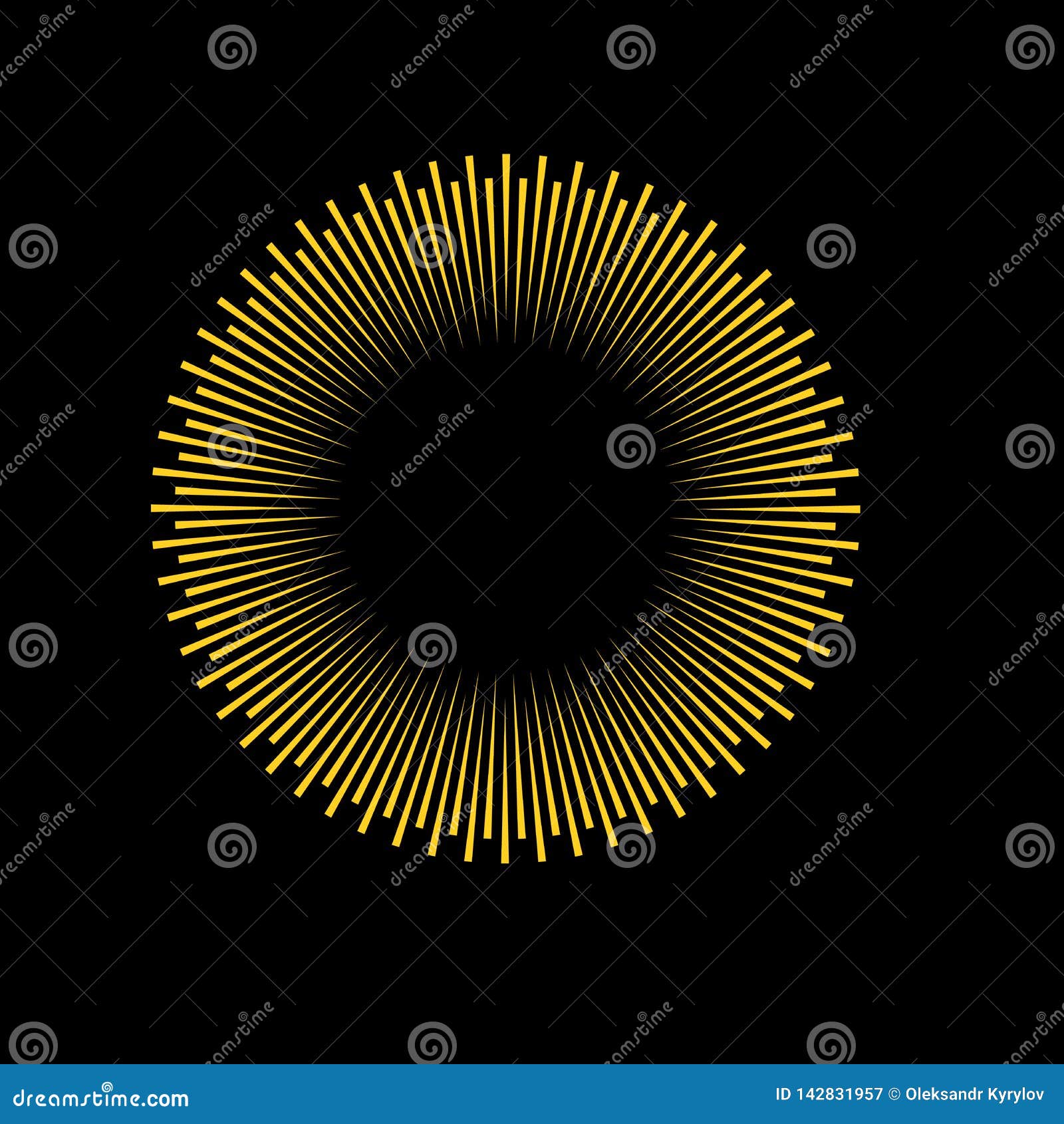 Sun Rays Geometric Vector Circle. Vectorillustration Isolated on Black ...