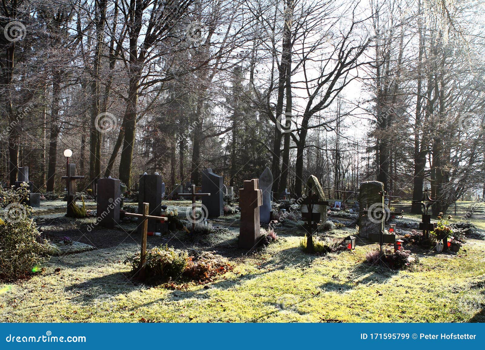 Sun Rays Glowing in Graveyard during Sunset Stock Image - Image of ...