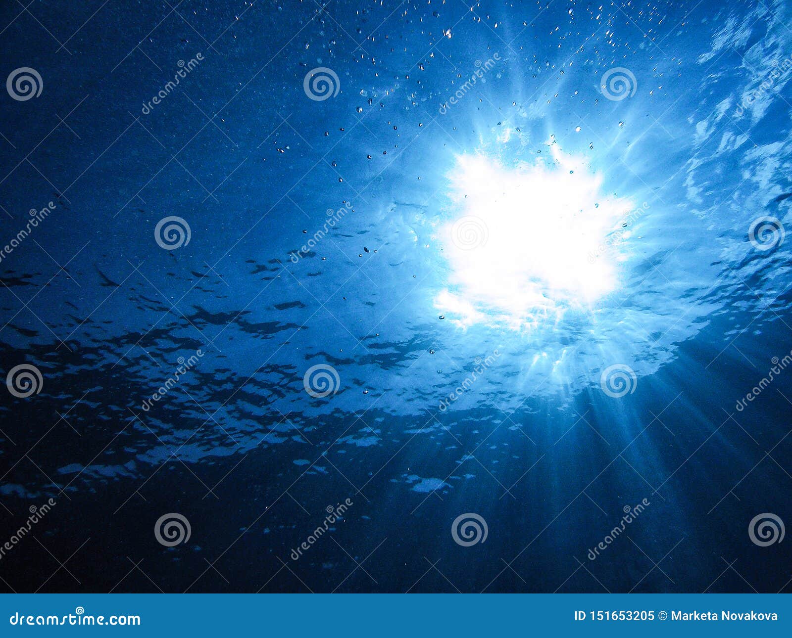 Sun Rays Going Deep through the Clear Blue Water Stock Image - Image of ...
