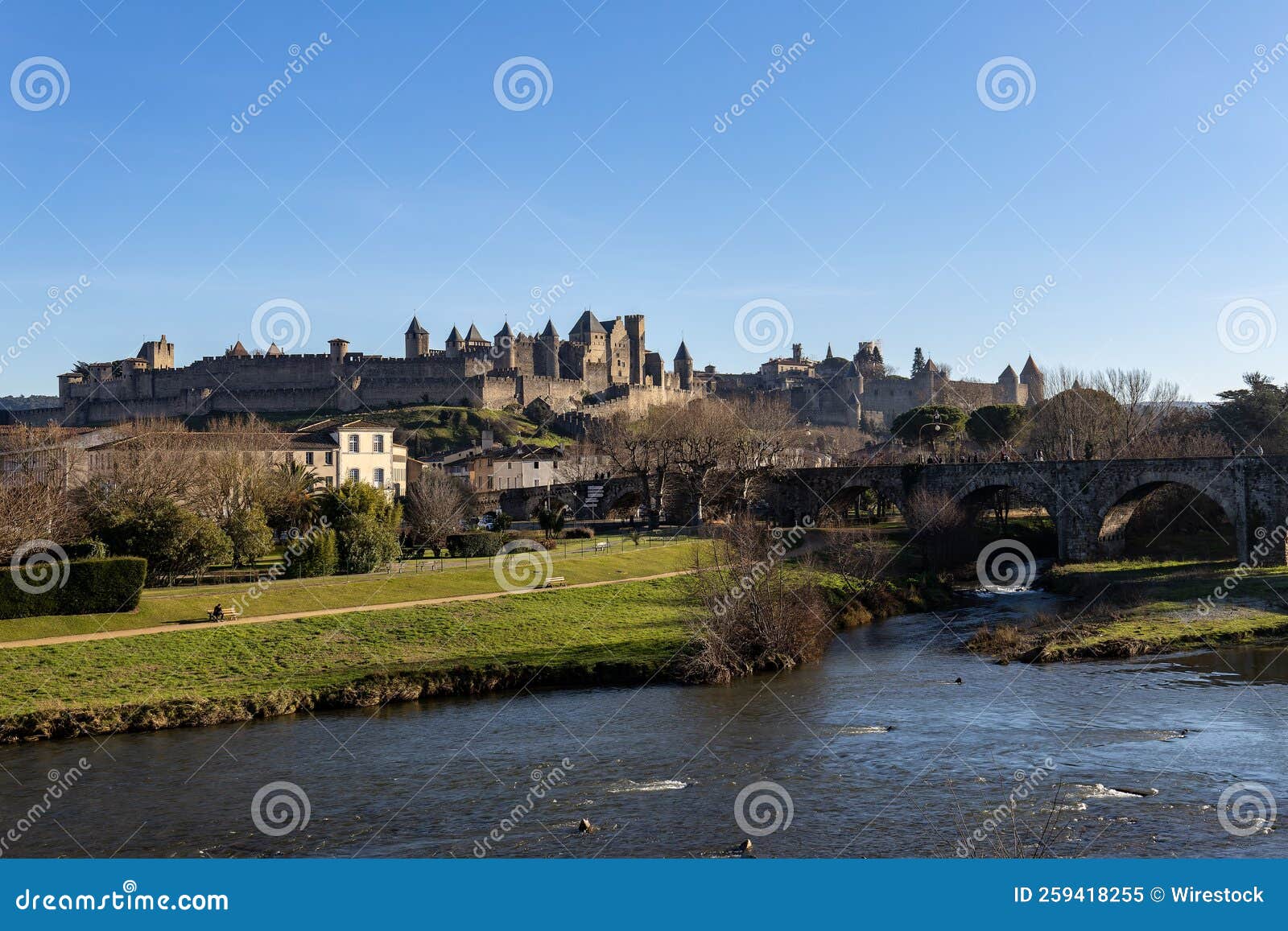 Sun Rays upon the Great Tall Castle with an Old Bridge Stock Image ...