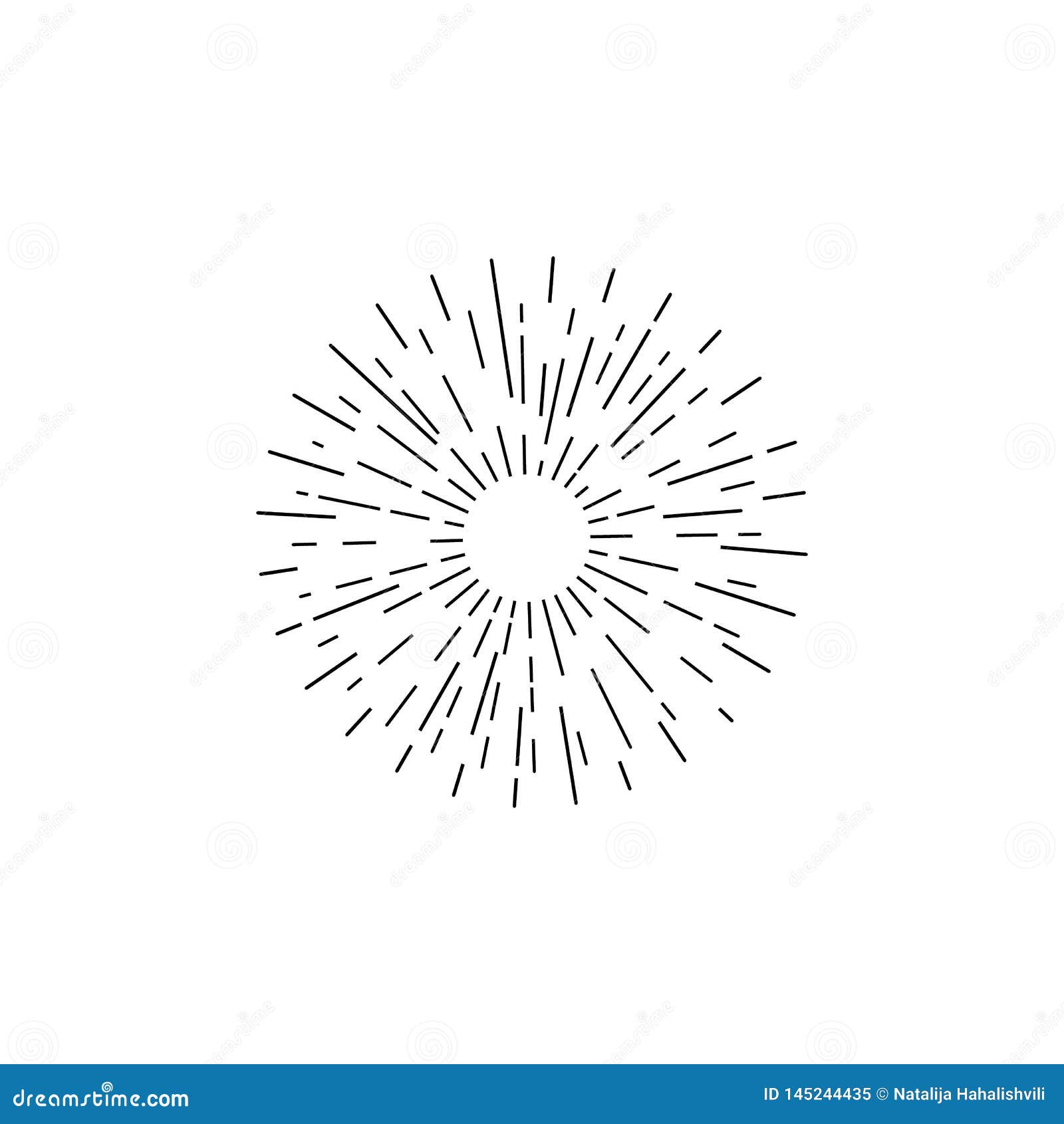 Sun Rays Hand Drawn Linear Stock Vector Illustration Of Shape