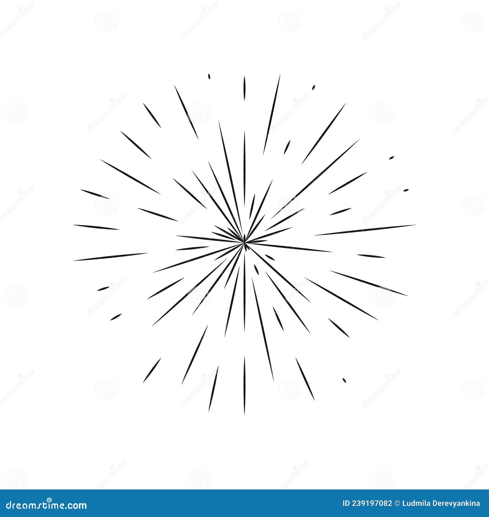 Sun Rays Hand Drawn Linear Drawing Stock Vector Illustration Of