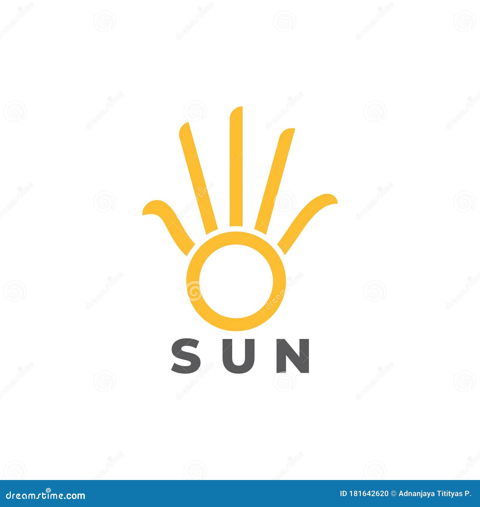 Sun Rays Hand Palm Symbol Curves Line Symbol Logo Vector Stock Vector ...