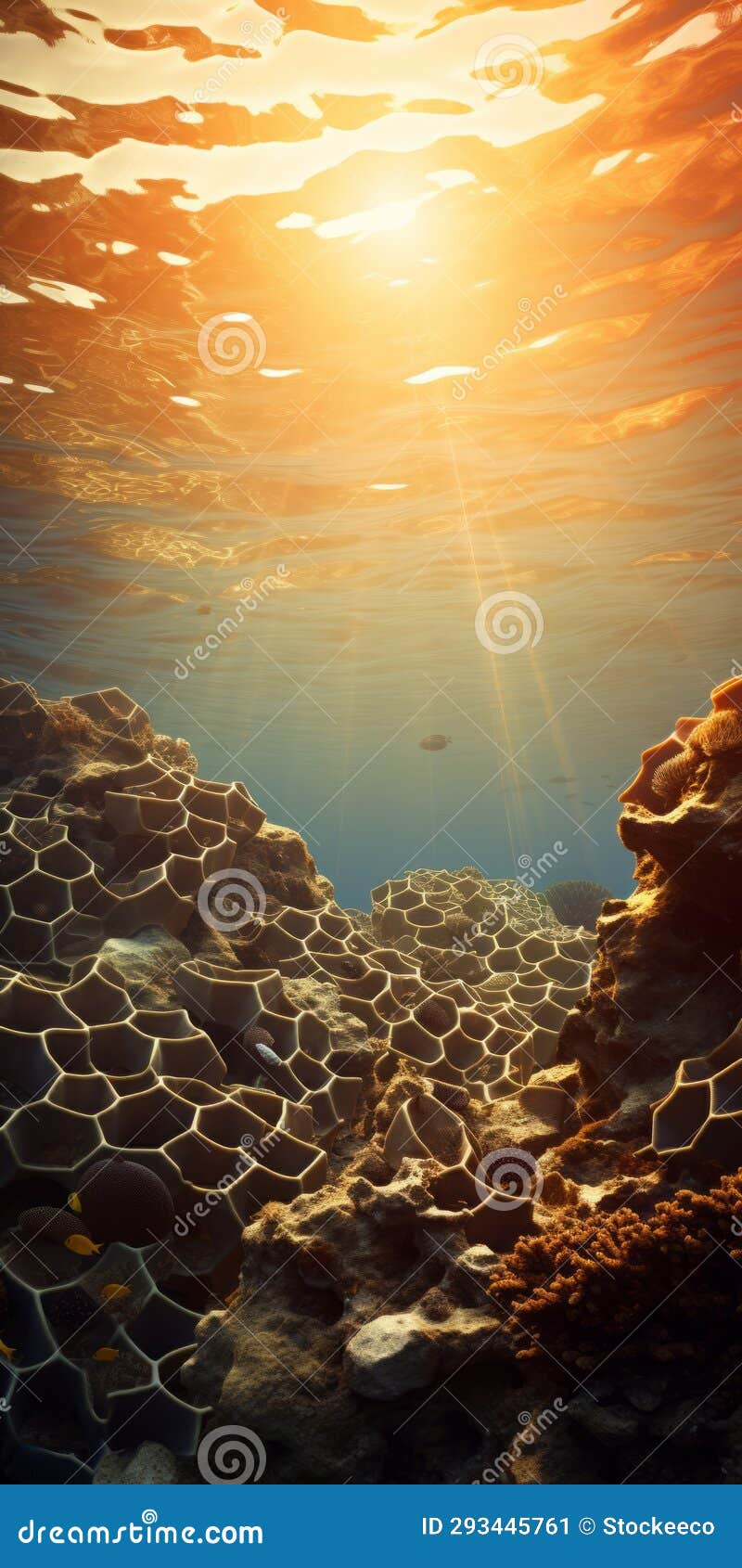 Captivating Reef: Sunlit Coral Tissue in Geodesic Structures Stock ...