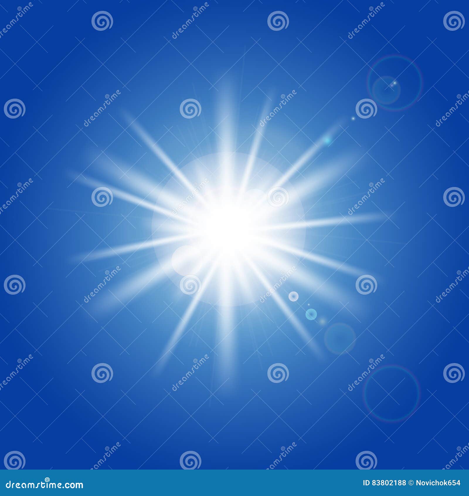 Sun Rays and Light Effects on Blue Sky. Stock Vector - Illustration of ...