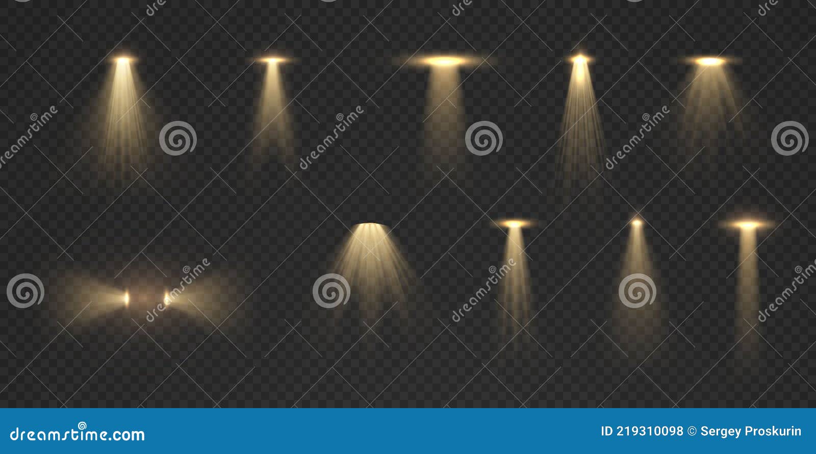 Sun Rays Light Isolated on Transparent Background. Illuminated ...