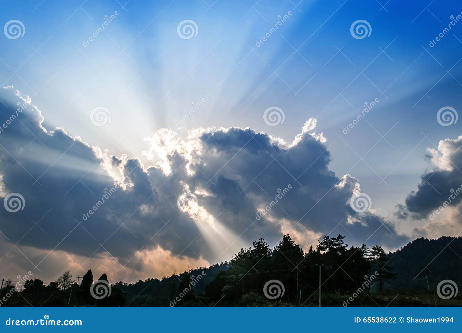 Sun rays light at sunset stock photo. Image of light - 65538622