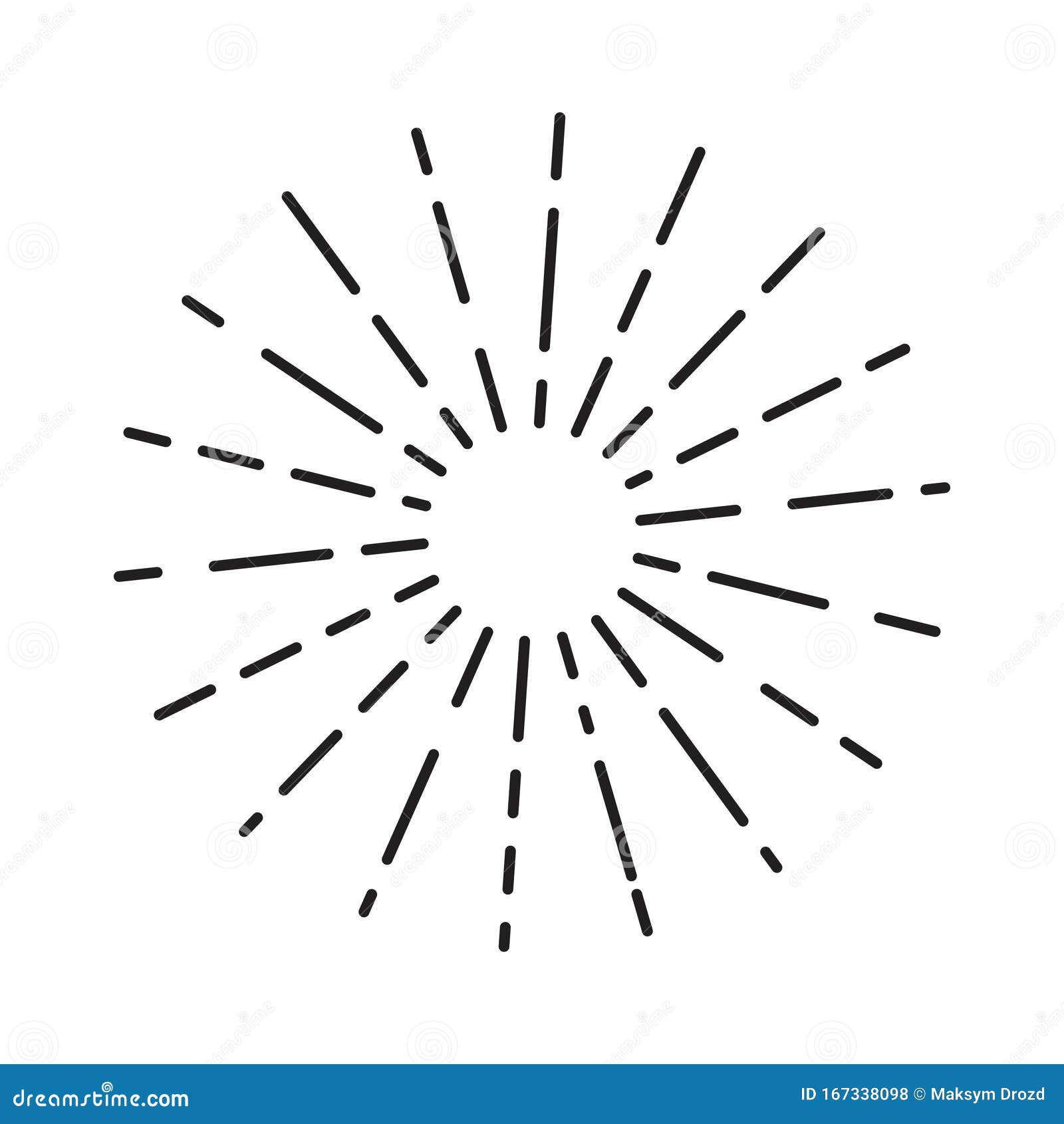 Sun Rays Linear Drawing. Isolated Burst Design Elements. Vector Vintage ...