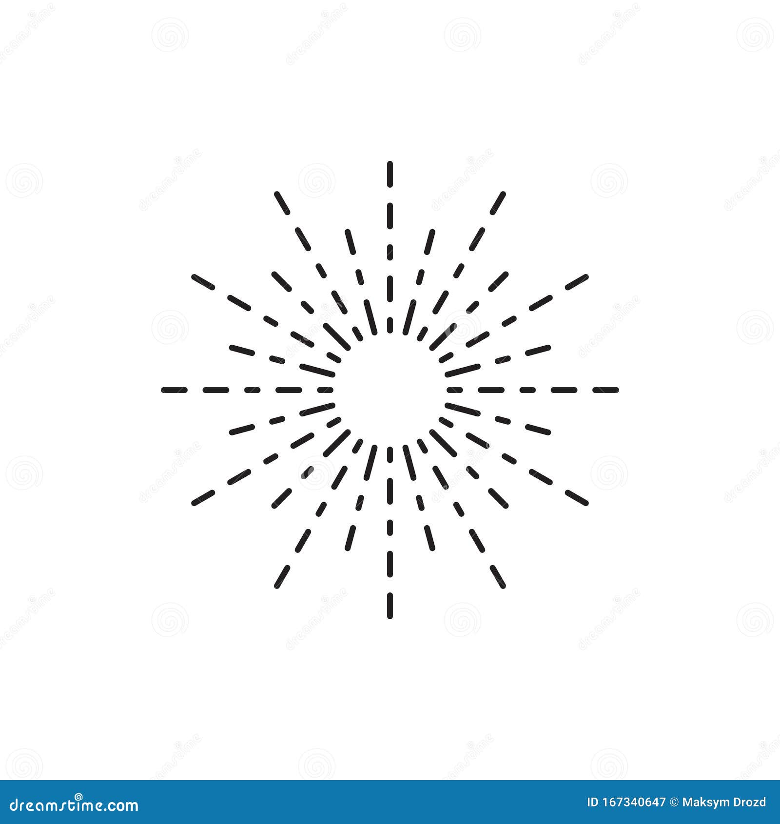 Sun Rays Linear Drawing. Isolated Burst Design Elements. Vector Vintage ...