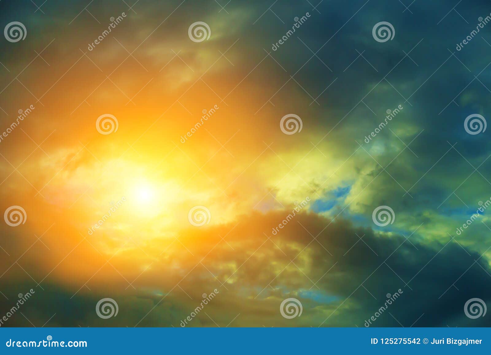Sun Rays Look through Dark Clouds. Stock Photo - Image of heaven, rays ...