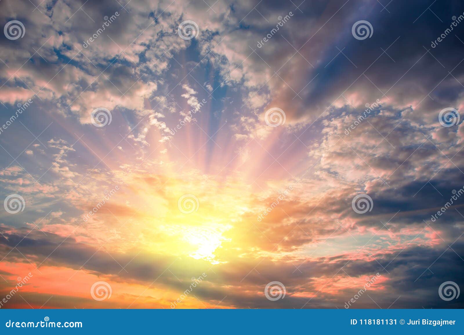 Sun Rays Look through Dark Clouds. Stock Image - Image of sunbeam ...