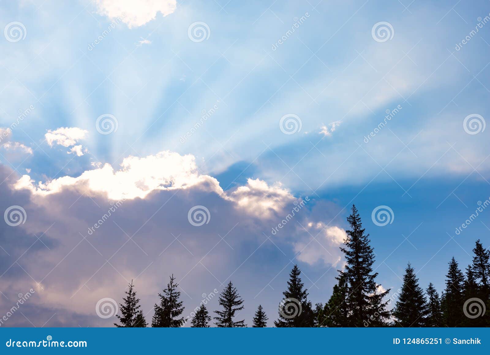 Sun Rays Make Their Way through Heavy Clouds after a Storm Stock Image ...