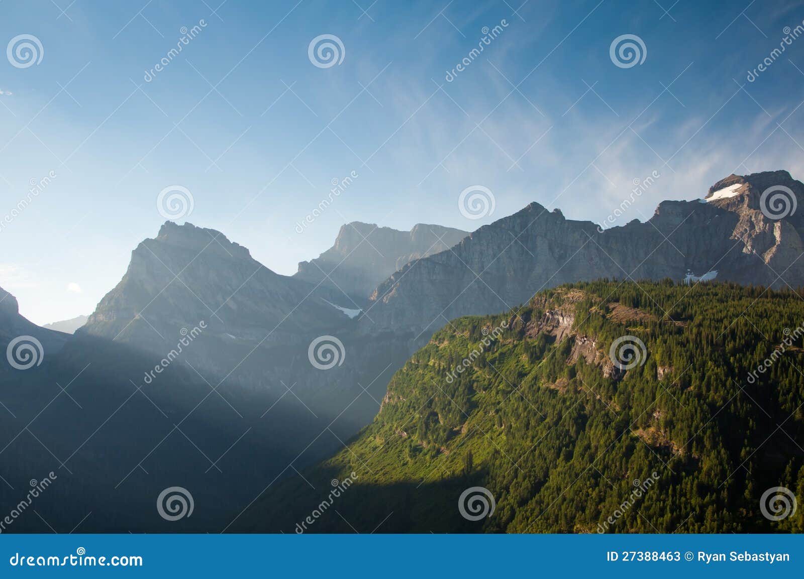 Sun rays on the mountains stock image. Image of park - 27388463