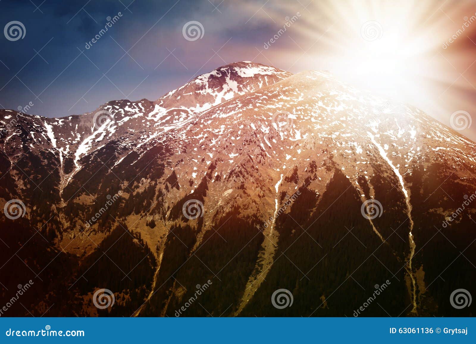 Sun Rays Over the Mountains Stock Photo - Image of bright, majestic ...