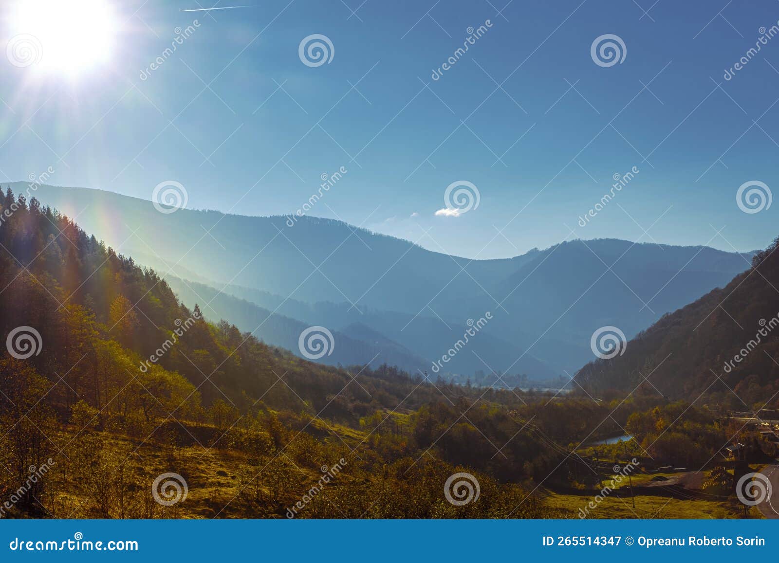 Sun Rays Over the Valley and Hills Stock Image - Image of grass ...