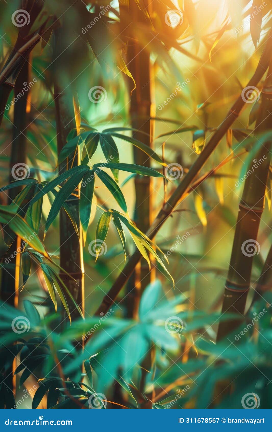 Sun Shining through Bamboo Trees Stock Illustration - Illustration of ...
