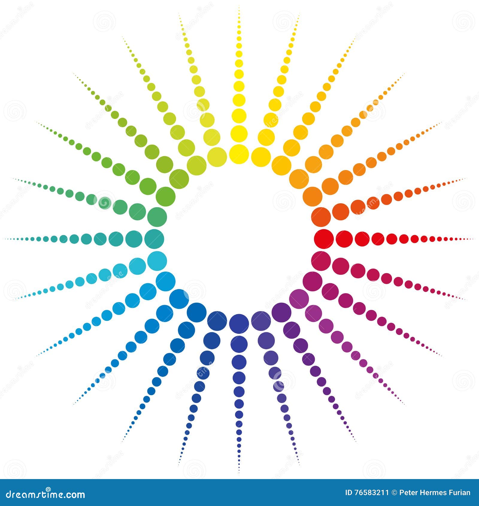 Sun Rays Rainbow Colored Dots Cartoon Vector | CartoonDealer.com #76583211