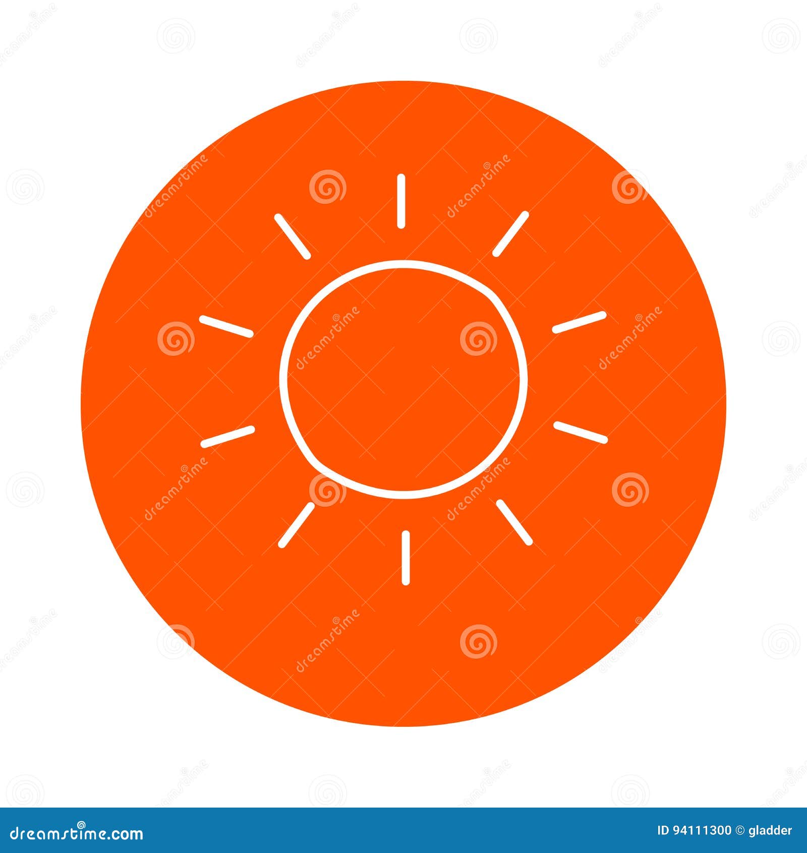 Sun with Rays, Round Monochrome Icon, Flat Style Stock Illustration ...