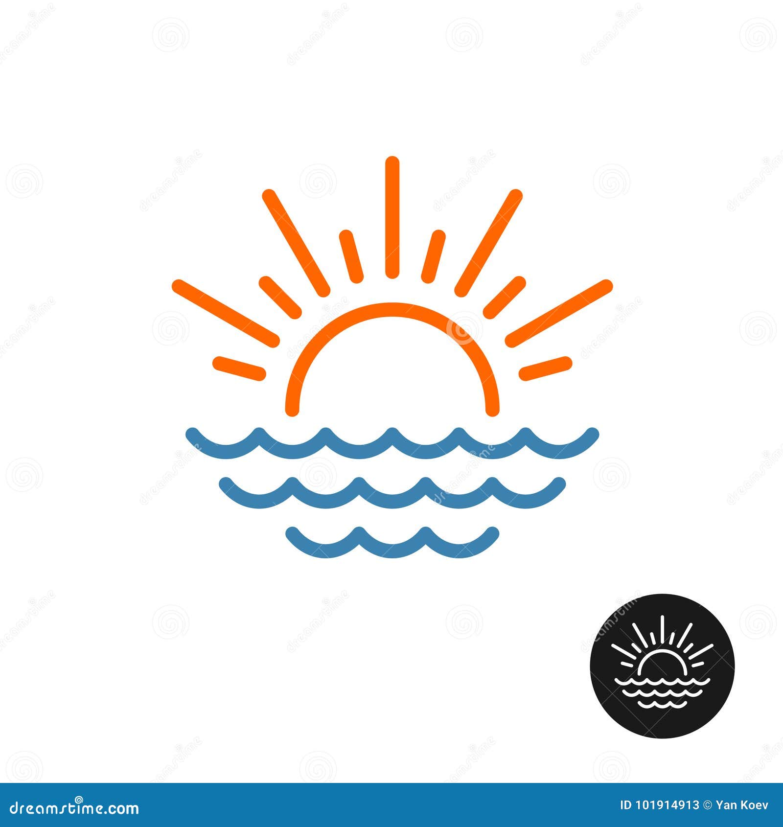 Sun Rays and Sea Waves Logo. Stock Vector - Illustration of design ...