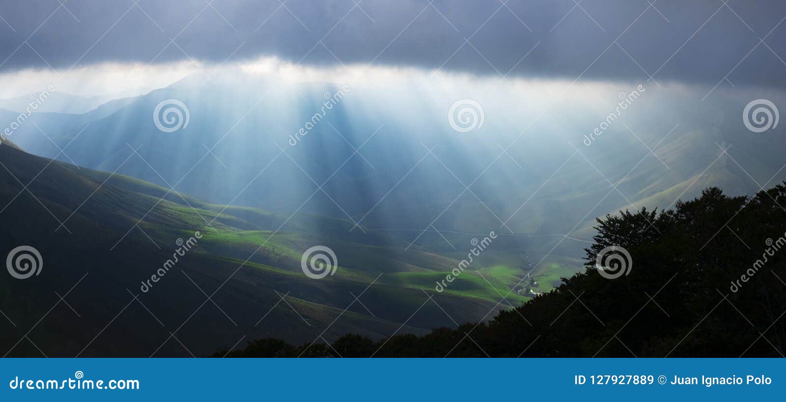 Sun Rays Seep through the Clouds in the Pyrenees Stock Image - Image of ...
