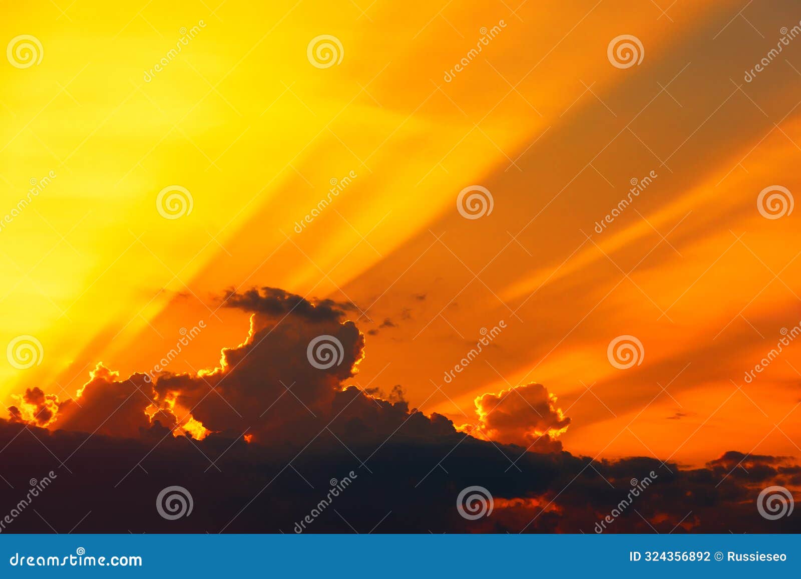 Sun Rays Shining through Clouds in the Sky Stock Photo - Image of ...