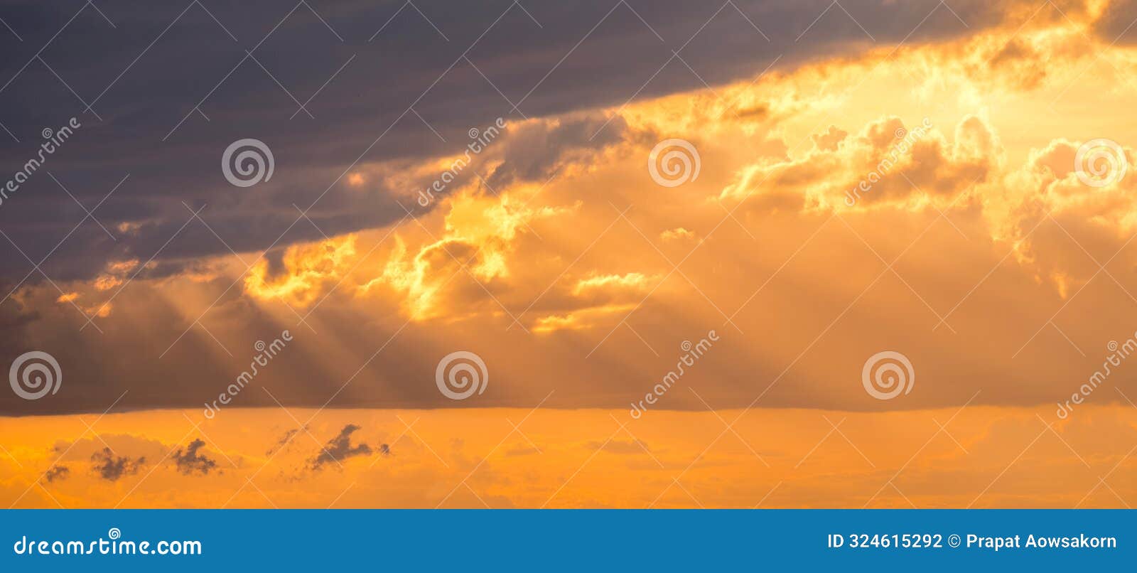 Sun Rays Shining through the Overcast Cloudy with Golden Sunlight ...