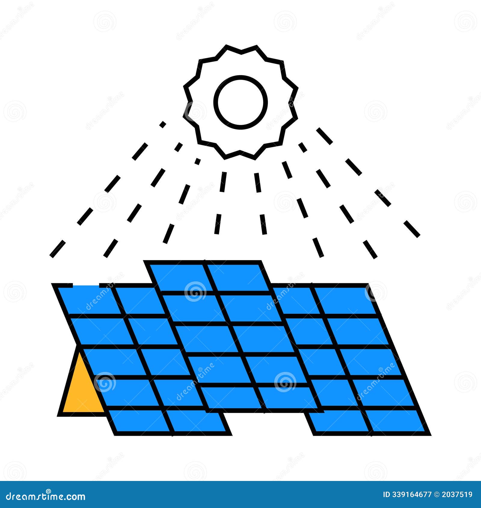 Sun Rays Solar Panel Icon Color Illustration Stock Vector ...