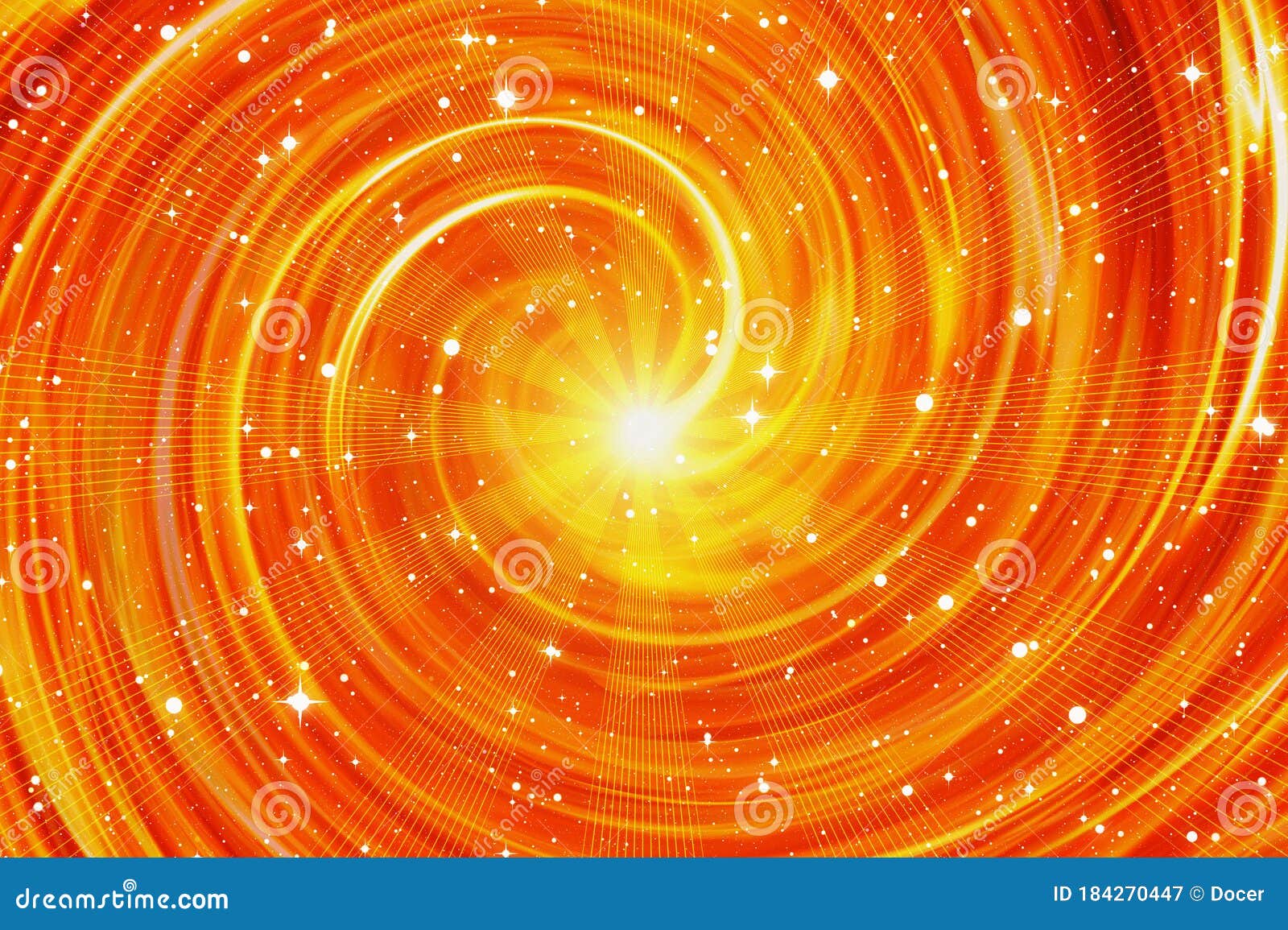 Sun Rays and Space Stars on Twirl Fire Backgrounds Stock Illustration ...