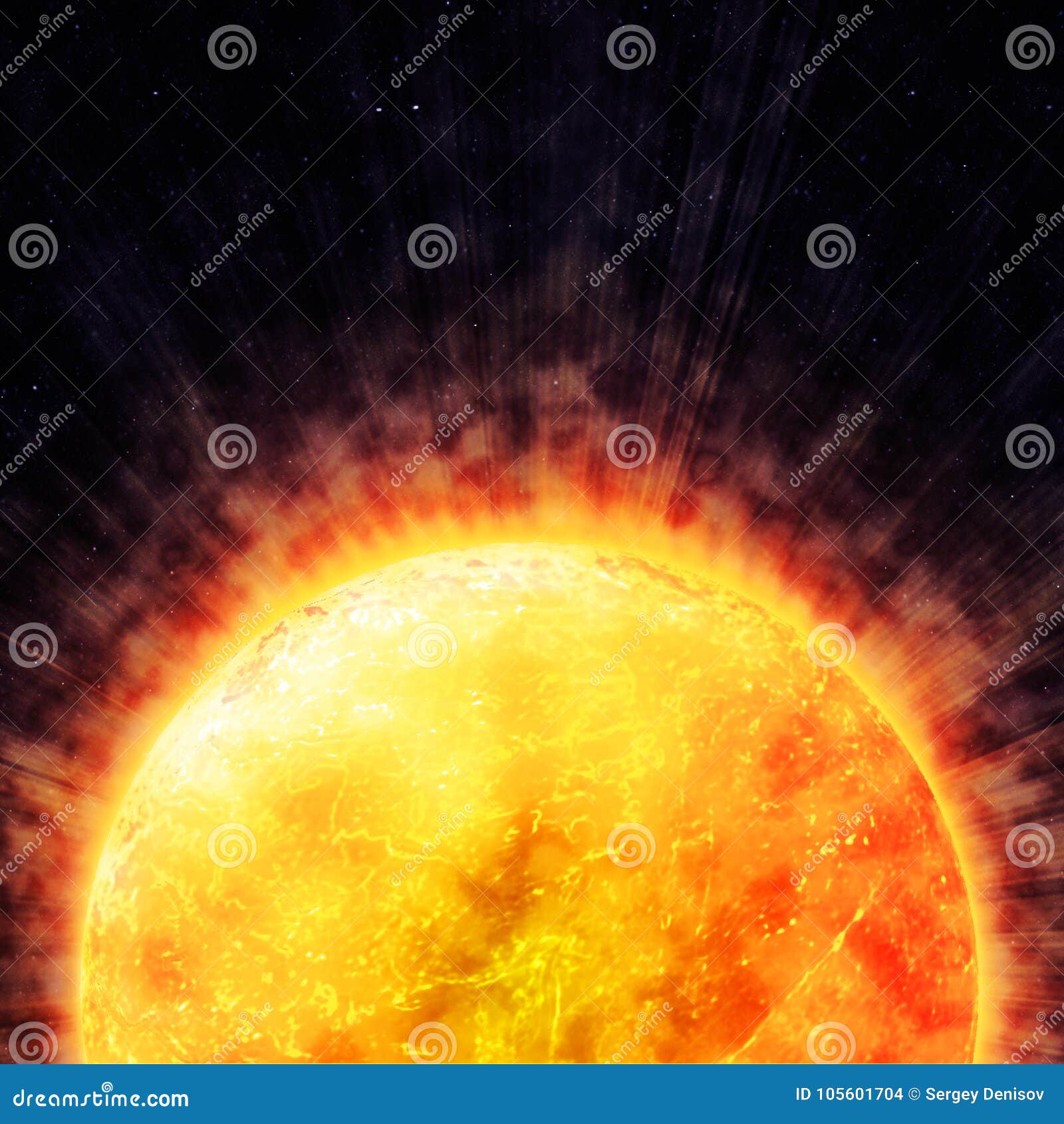Sun with rays in space stock illustration. Illustration of concept ...