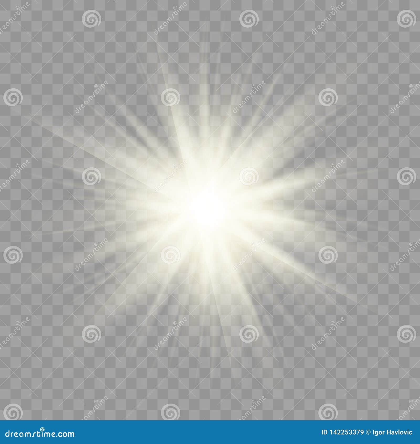 Sun Rays Sparkle on Transparent Background. Stock Vector - Illustration ...