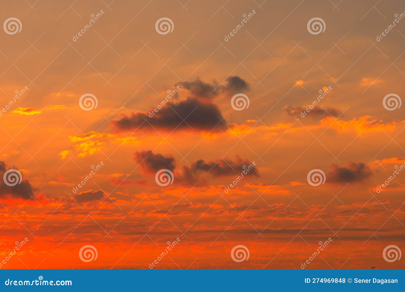 Sun Rays at Sunset with Partly Cloudy Sky. Stock Photo - Image of ...