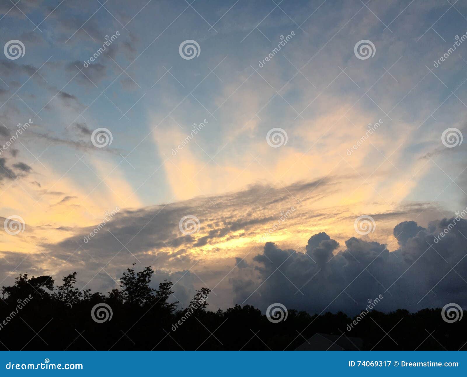 Sun rays stock image. Image of clouds, sunset, rays, pink - 74069317