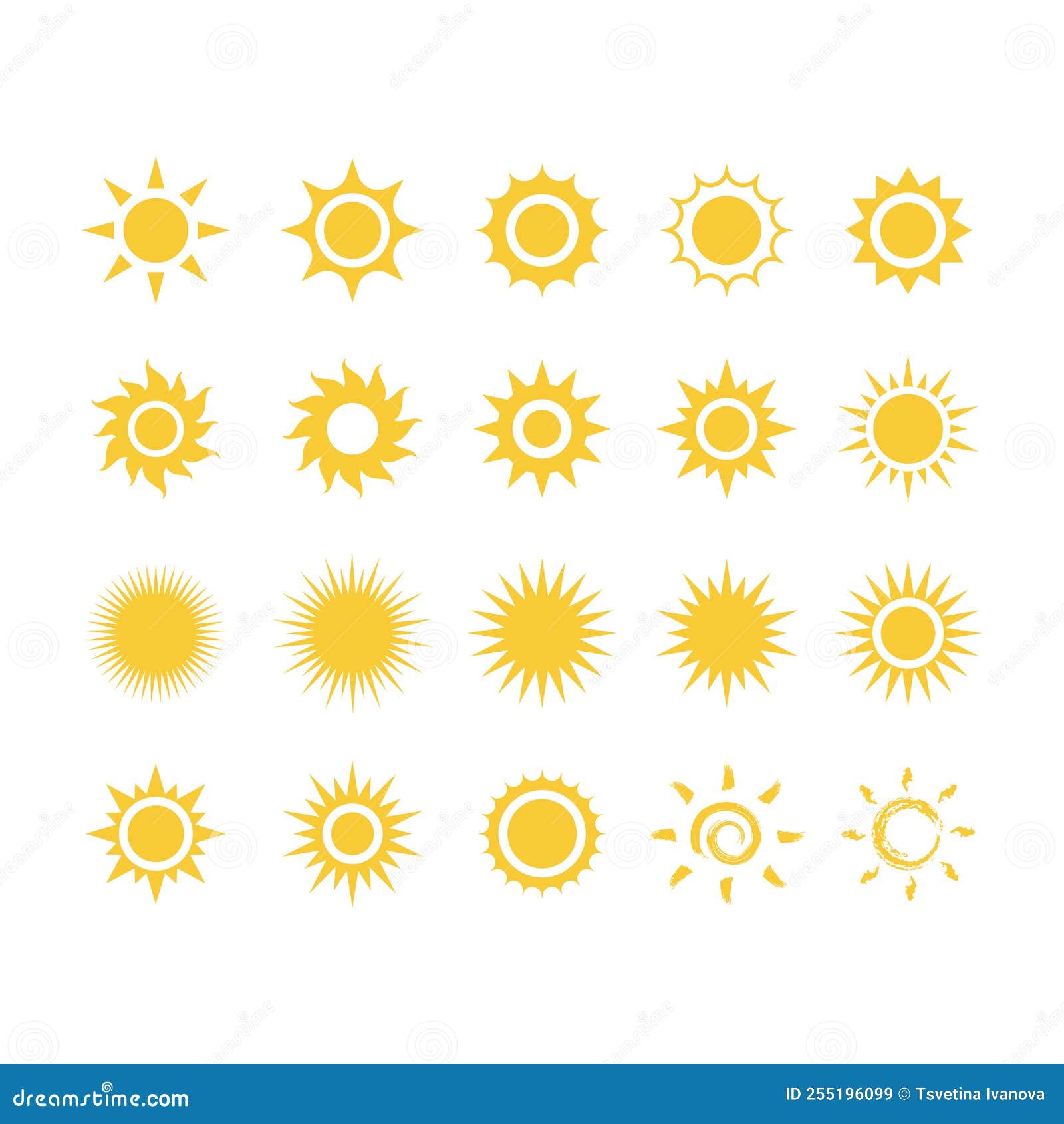 Sun and Rays Vector Icon Set Stock Vector - Illustration of glyph ...