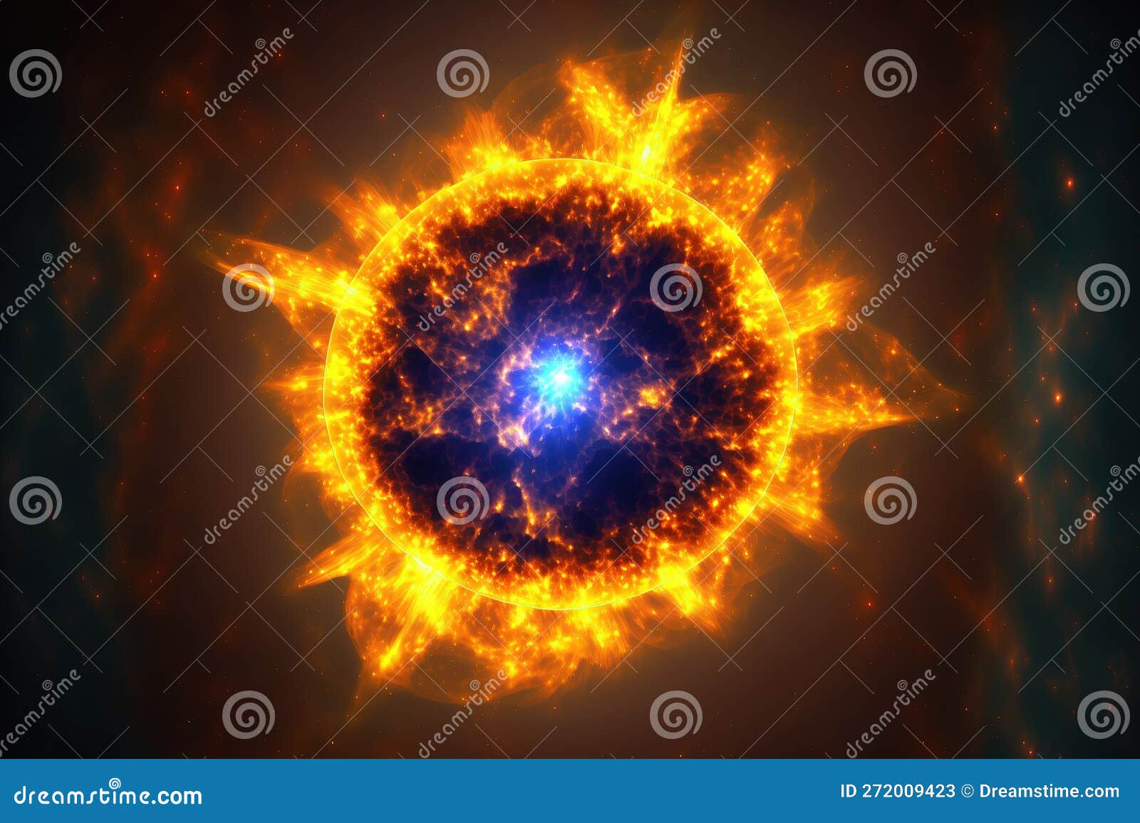 Sun in a Realistic Model. Plasma Flares on a Solar Map Stock ...
