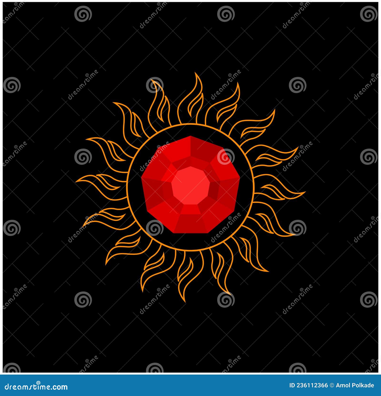 Sun and Red Diamond Vector Logo Stock Vector - Illustration of glow ...